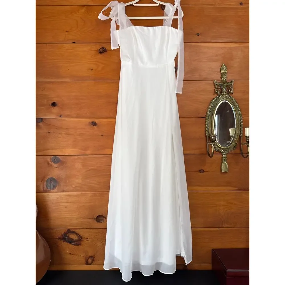 Lulus | Dresses | Lulus Radiant Romance White Tiestrap Maxi Dress ...